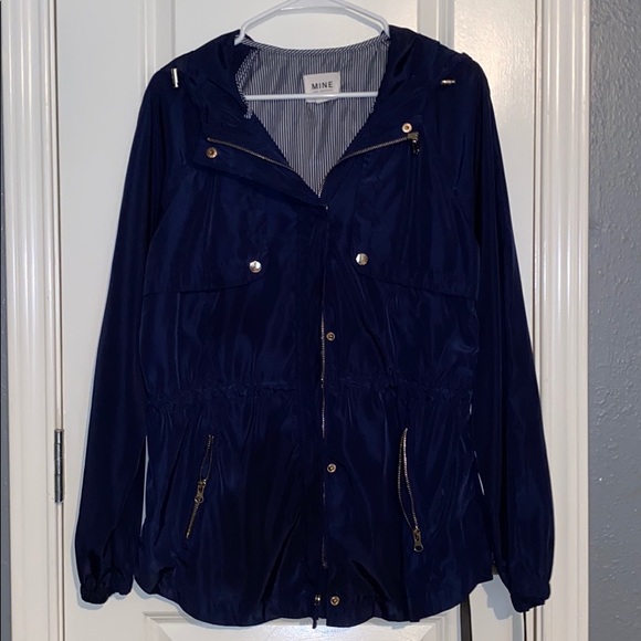 mine | Jackets & Coats | Navy Blue Rain Jacket | Poshmark